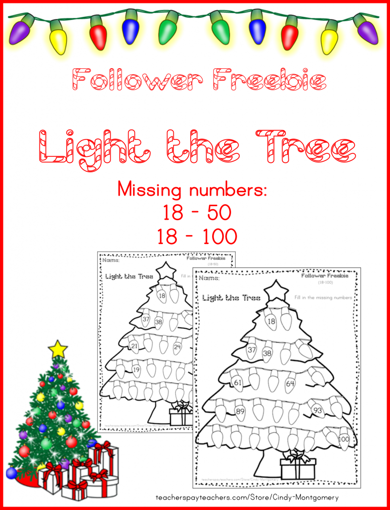 Follower Freebie: Light the Tree Missing Numbers | Every Day Is The Weekend